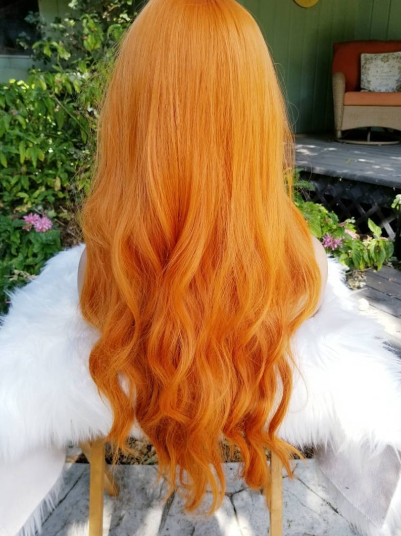 Ginger Orange Wig With Bangs Wavy Long Redhead Wig Copper - Etsy