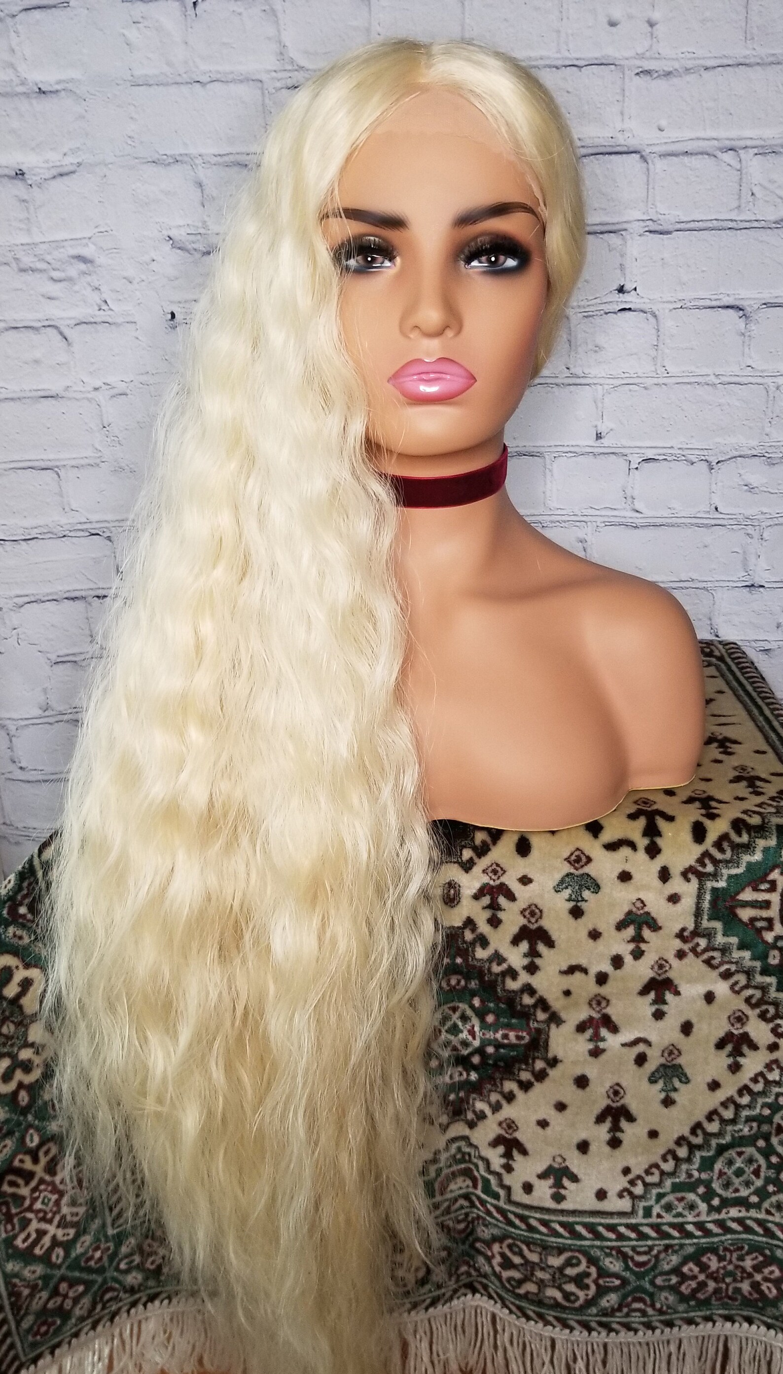 Super Long Lace Front Blonde Wig Synthetic Wavy 40 Inch - Etsy