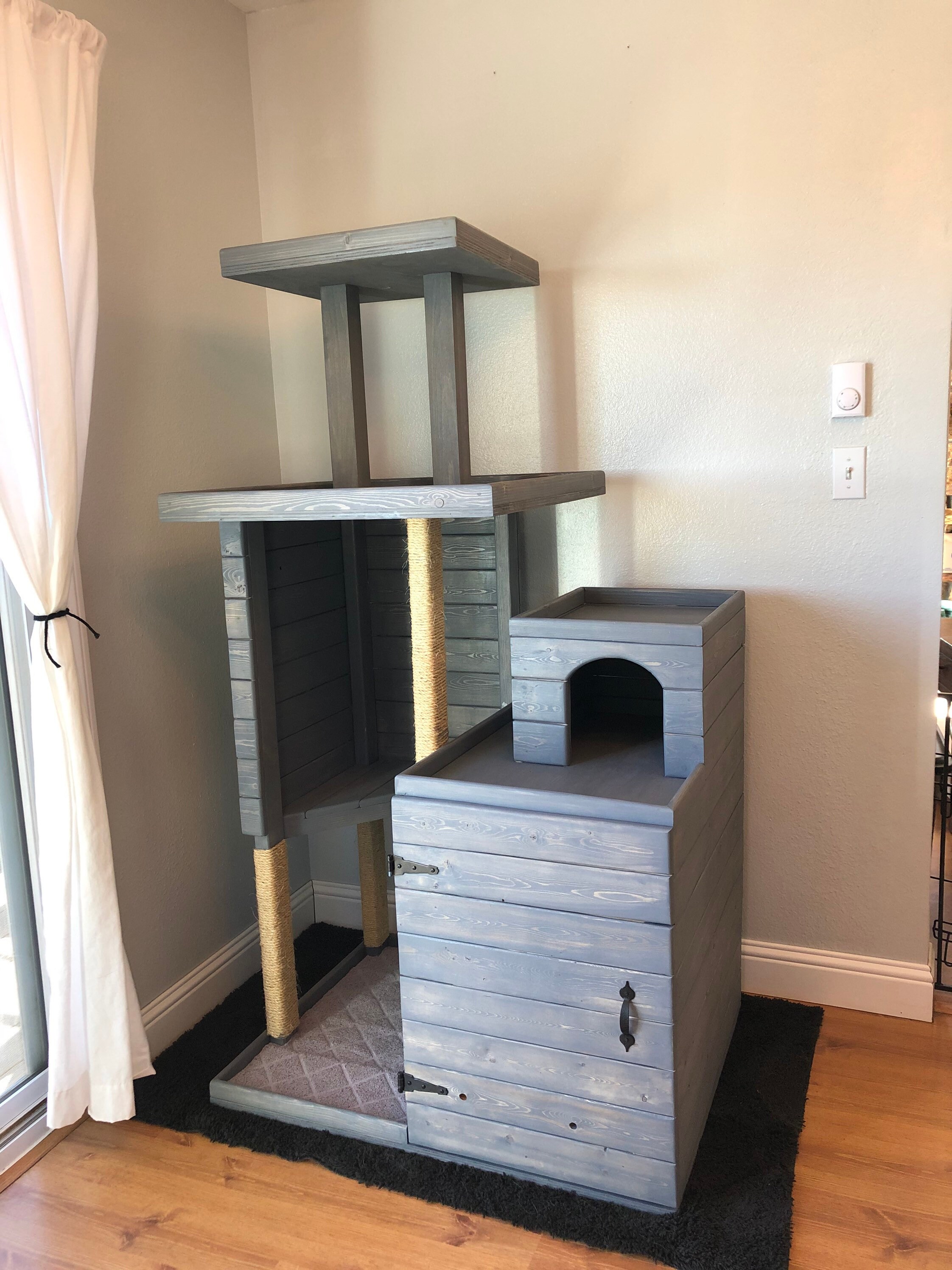 Multi Level Cat Tower With Dog Proof Litter Box. - Etsy