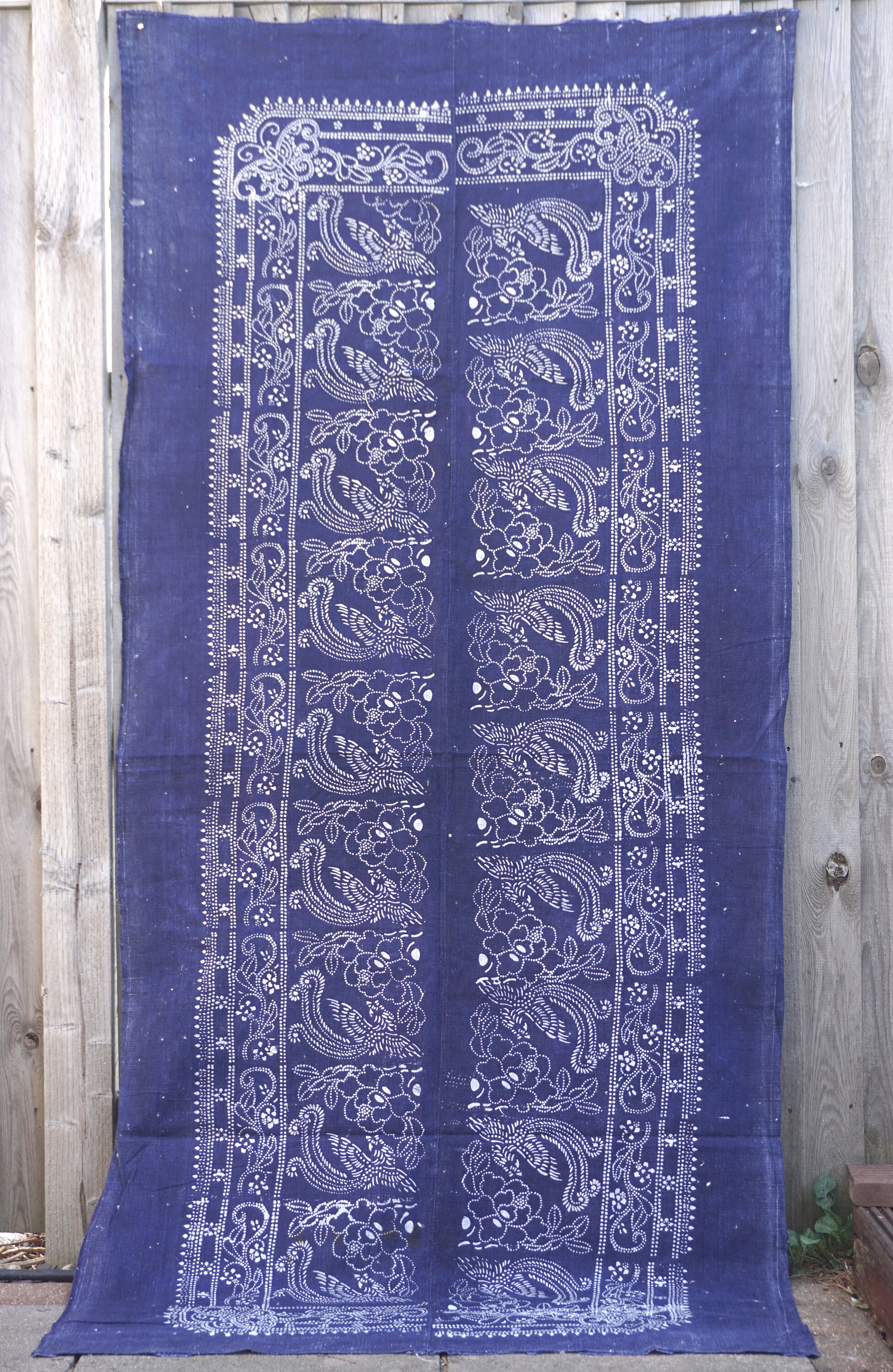 INDIGO BATIK Vintage Chinese Paste Resist Dyed Fabric Folk - Etsy