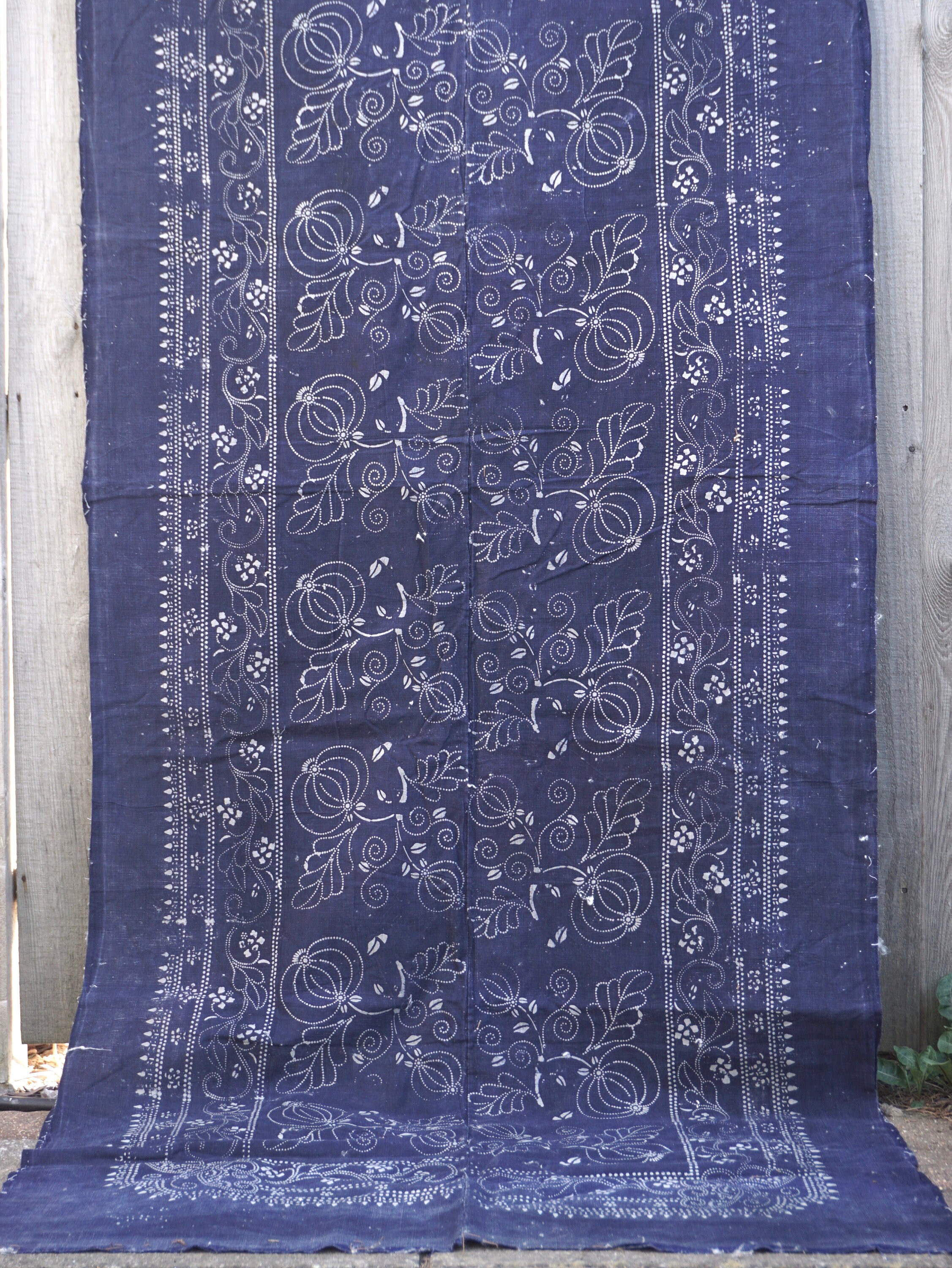 INDIGO BATIK Vintage Chinese Paste Resist Dyed Fabric Folk | Etsy