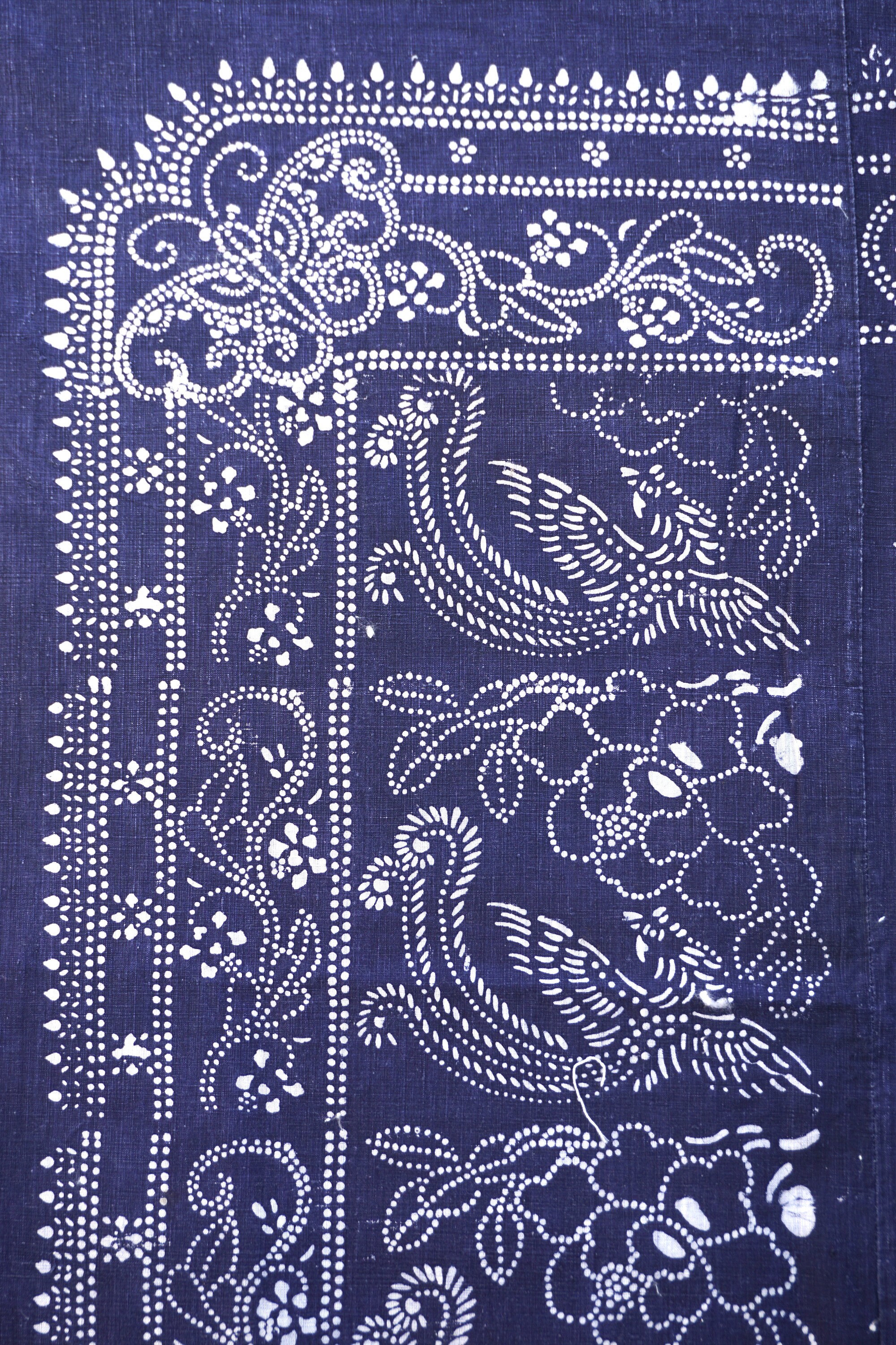 INDIGO BATIK Vintage Chinese Paste Resist Dyed Fabric Folk - Etsy
