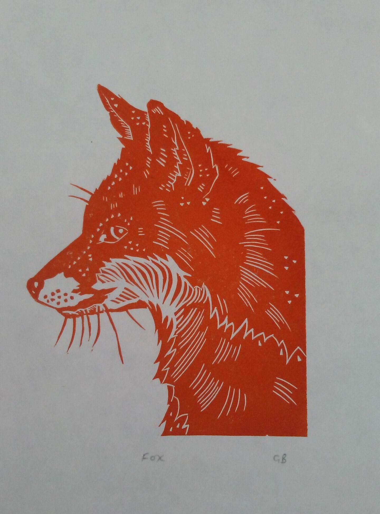 Original Handprinted Linocut Fox - Etsy
