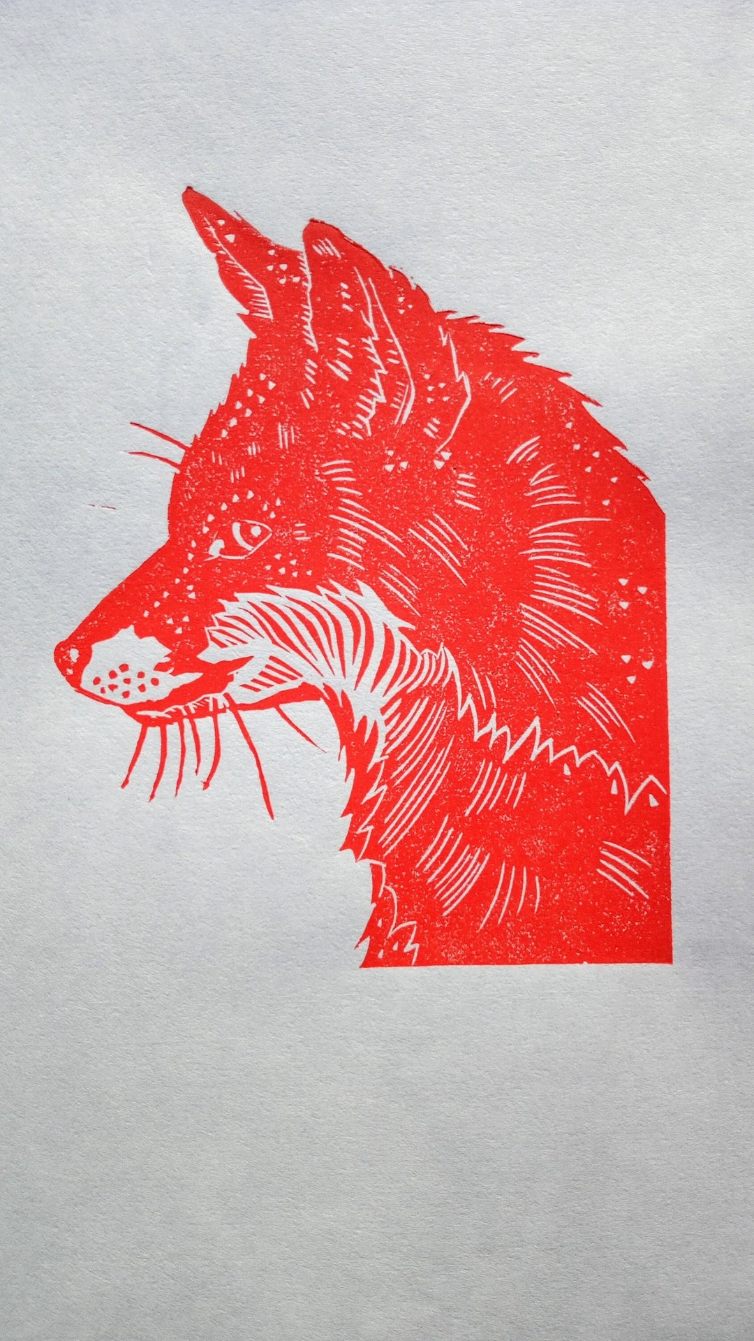 Original Handprinted Linocut Fox - Etsy