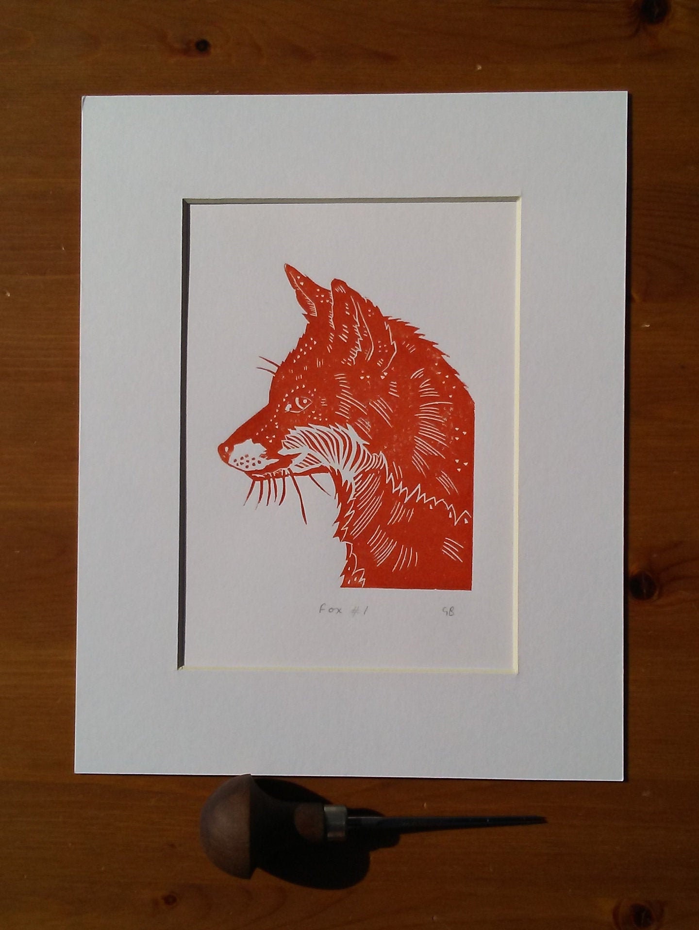 Original Handprinted Linocut Fox - Etsy
