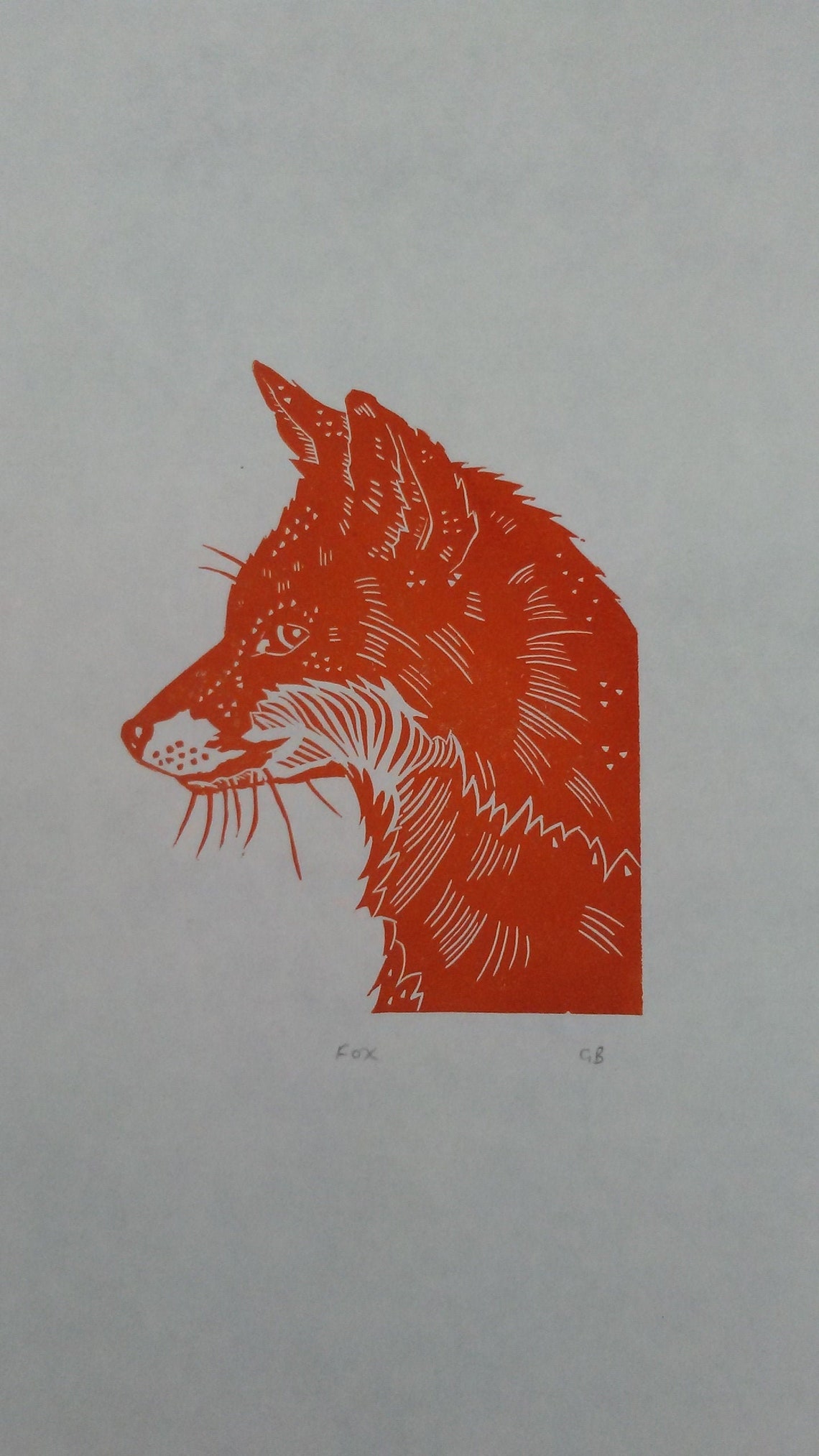 Original Handprinted Linocut Fox - Etsy