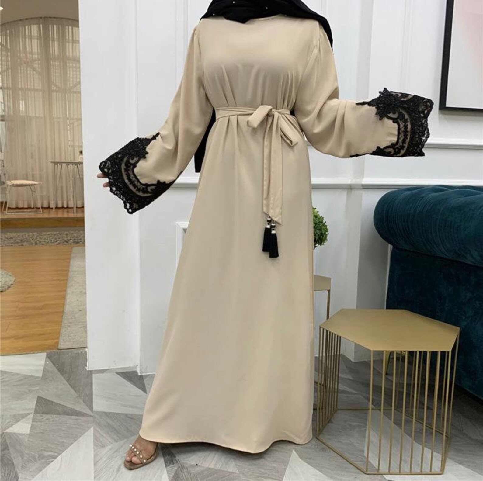 Modest Long Sleeve Maxi Dress With Belt - Etsy