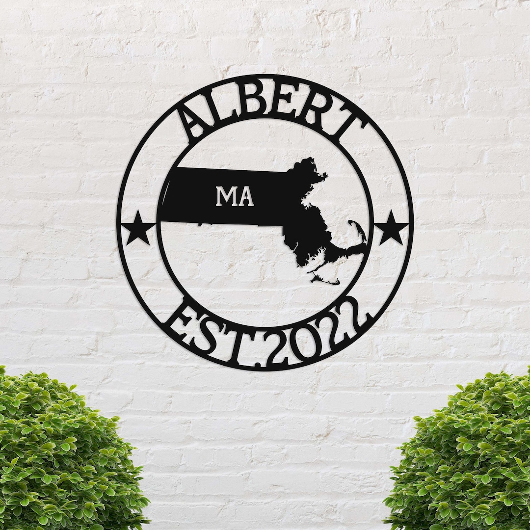 Massachusetts Custom Metal Sign, Ma State Sign, Massachusetts Welcome ...