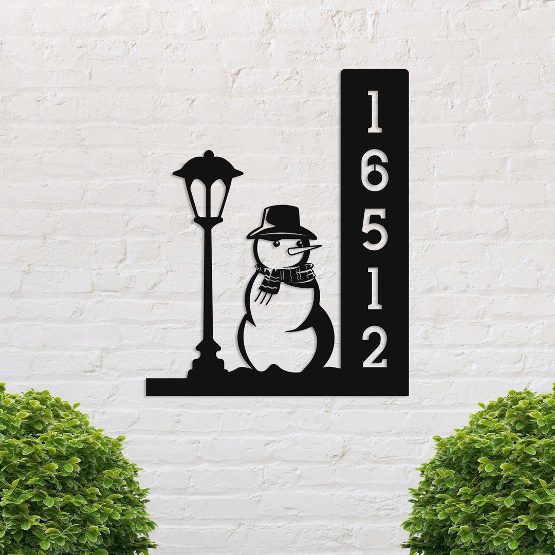 Personalized Metal Snowman Outdoor Decor, Custom Modern House Number ...
