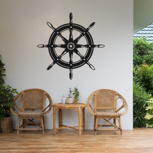 Ship Wheel Metal Wall Decor, Decorative Ships Wheel, Ocean Wall Art ...