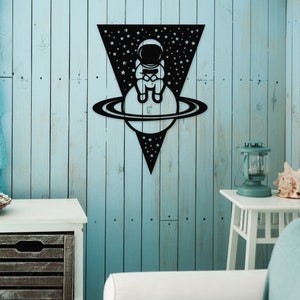 Astronaut Metal Wall Decor, Saturn Metal Wall Art, Outer Space Room ...
