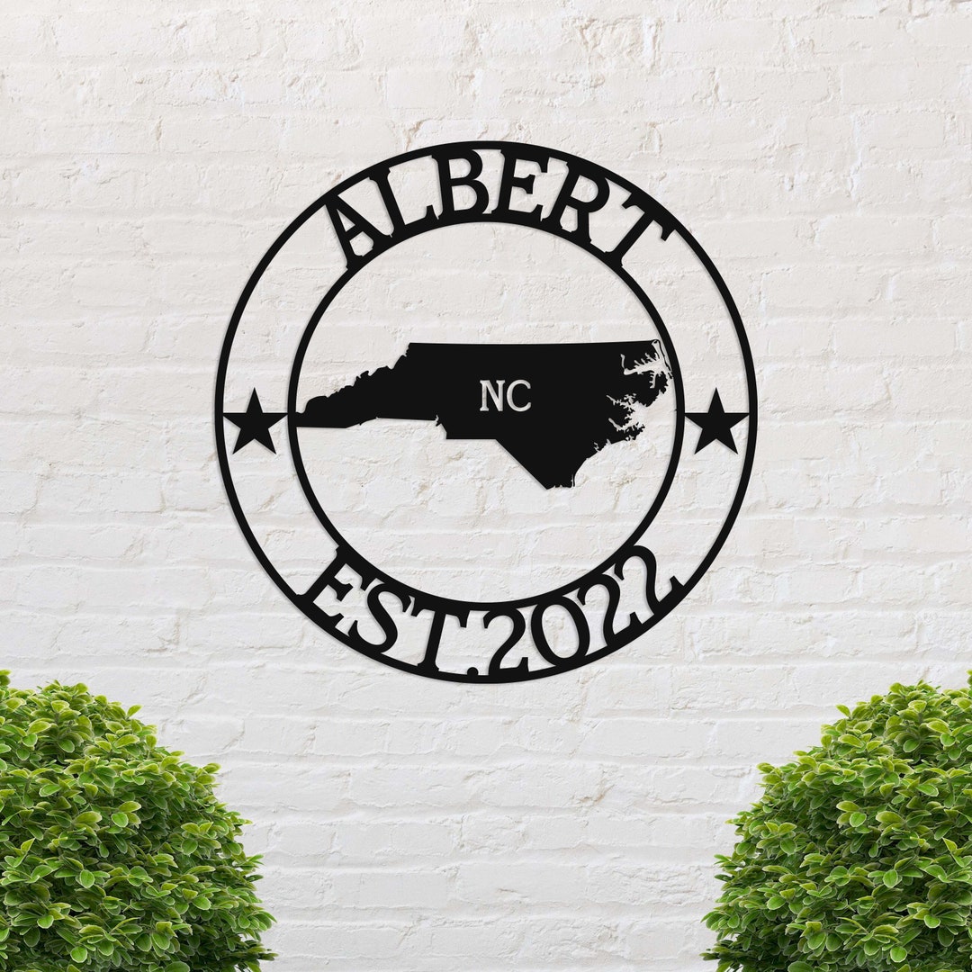 North Carolina Custom Metal Sign, Nc State Sign, North Carolina Welcome ...