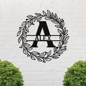 Leafy Custom Metal Sign, Flowers Custom Wall Art, Personalized Front ...