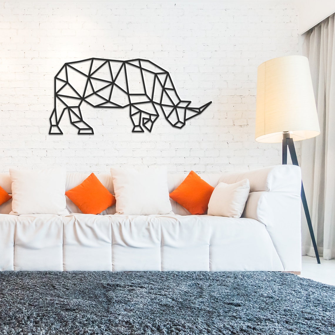 Geometric Rhino Wall Art Metal Wall Decor Metal Wall Art | Etsy