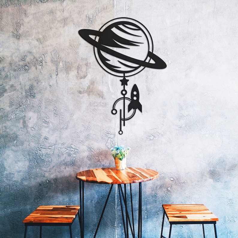 Saturn Wall Art Metal Wall Decor Metal Wall Art Rocket Wall | Etsy