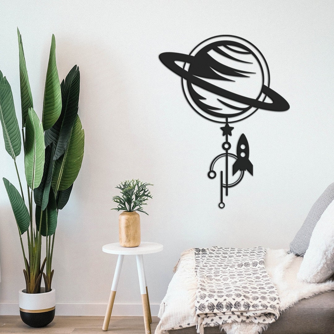 Saturn Wall Art, Metal Wall Decor, Metal Wall Art, Rocket Wall Art ...