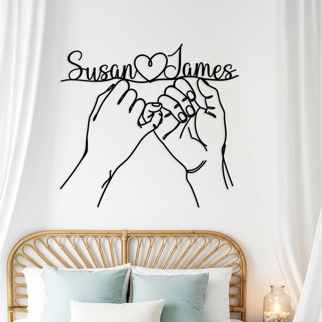 Custom Couple Name Metal Sign, Valentines Day Wall Art, Romantic Line ...