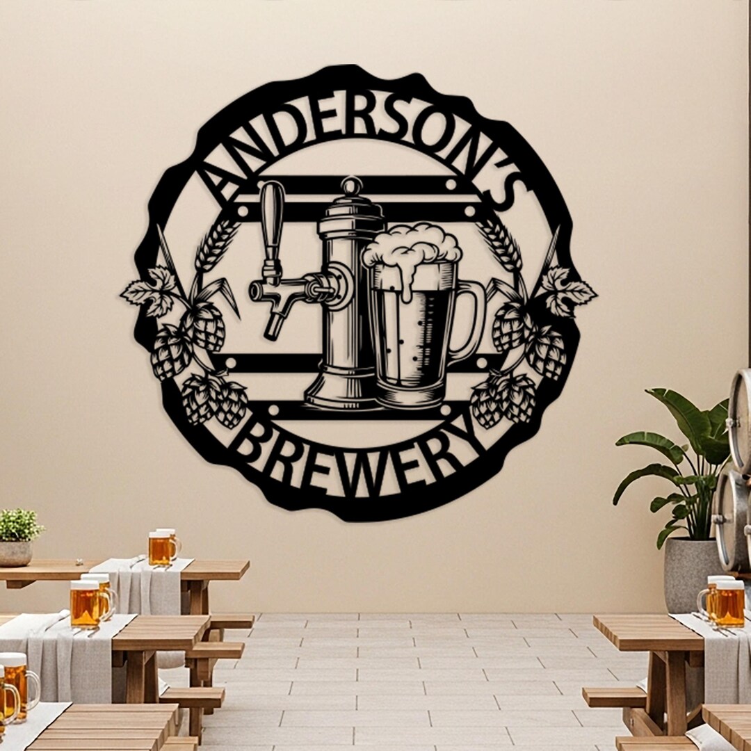 Custom Brewery Metal Wall Sign, Personalized Beer Tap Wall Art, Large ...