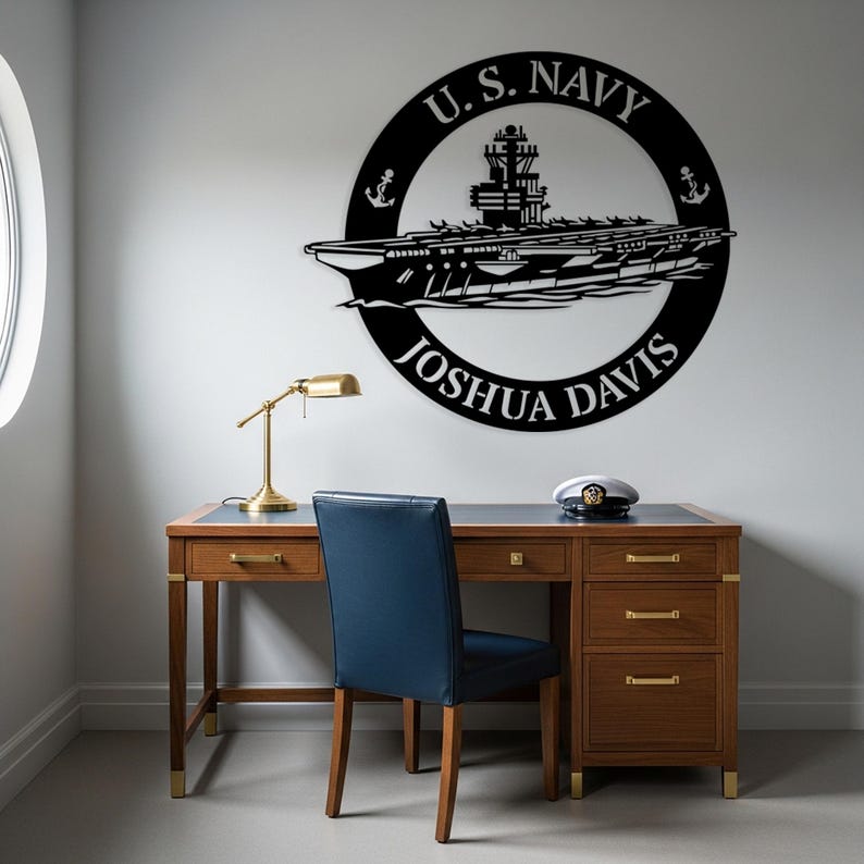 Custom U.S. Navy Metal Sign, Personalized Aircraft Carrier Wall Art ...