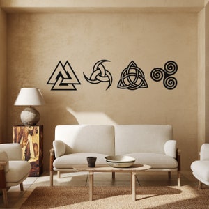 Viking Symbols Set Metal Wall Art, Modern Scandinavian Decor, Valknut ...