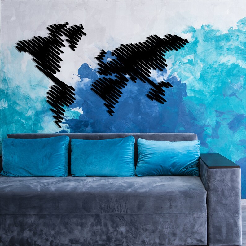 Scribble Metal World Map Wall Art Metal Wall Decor Metal | Etsy