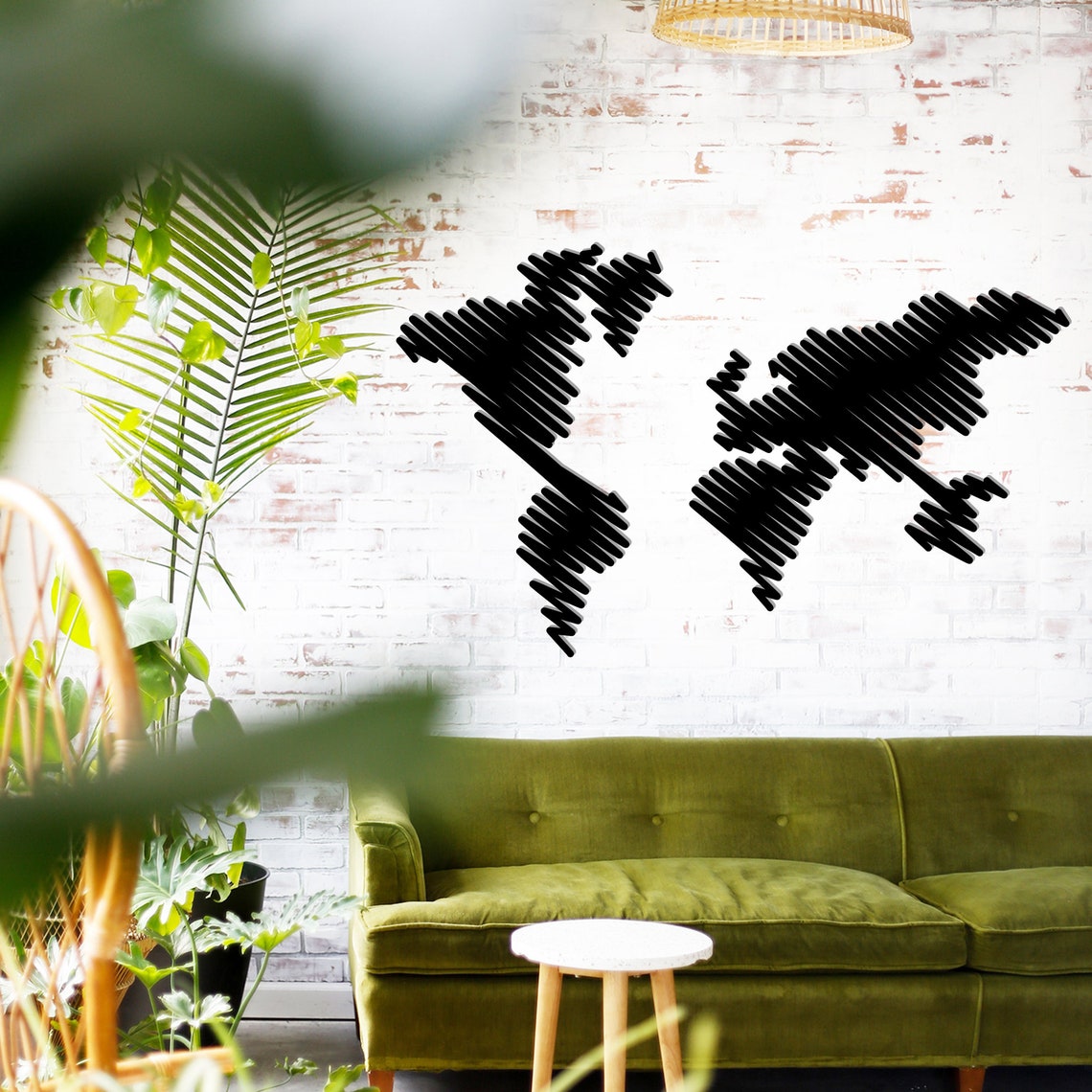 Scribble Metal World Map Wall Art Metal Wall Decor Metal | Etsy