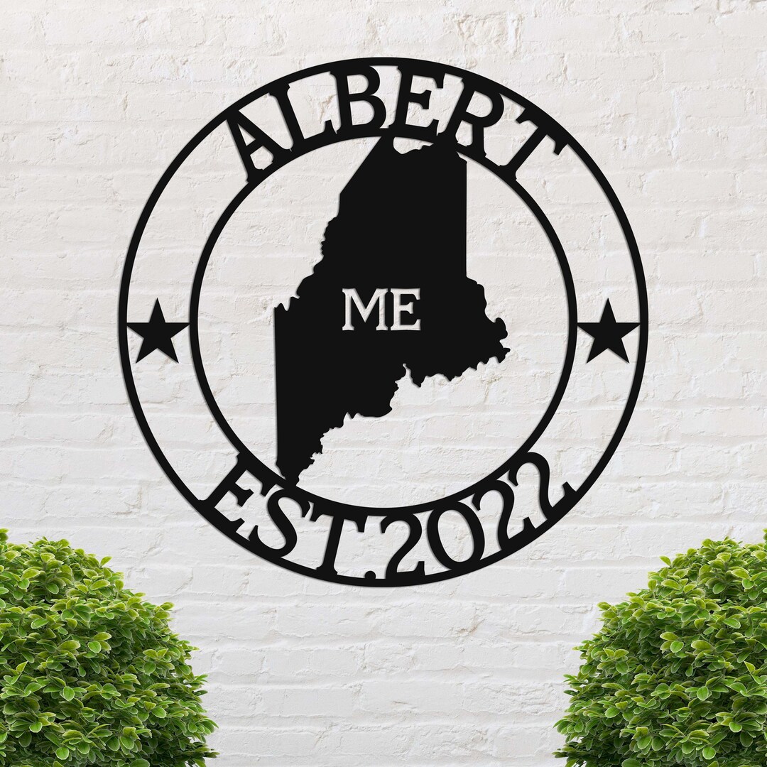 Maine Custom Metal Sign, Me State Sign, Maine Welcome Sign, Metal Name ...