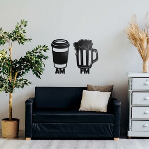 Am Pm Sign Wall Art, Metal Wall Decor, Metal Wall Art, Coffee & Beer ...