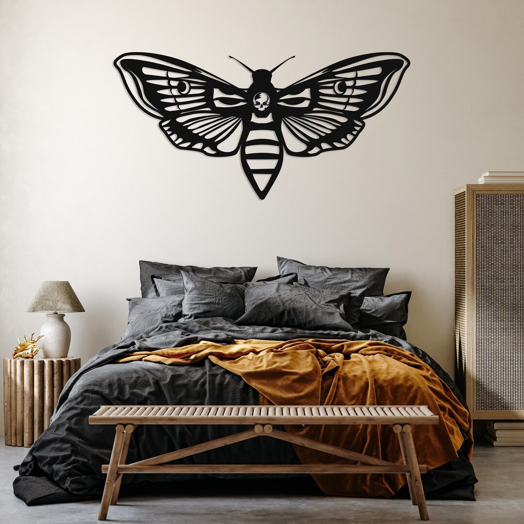 Death's Head Moth Metal Wall Art, Skull Moth Metal Wall Decor, Gothic ...