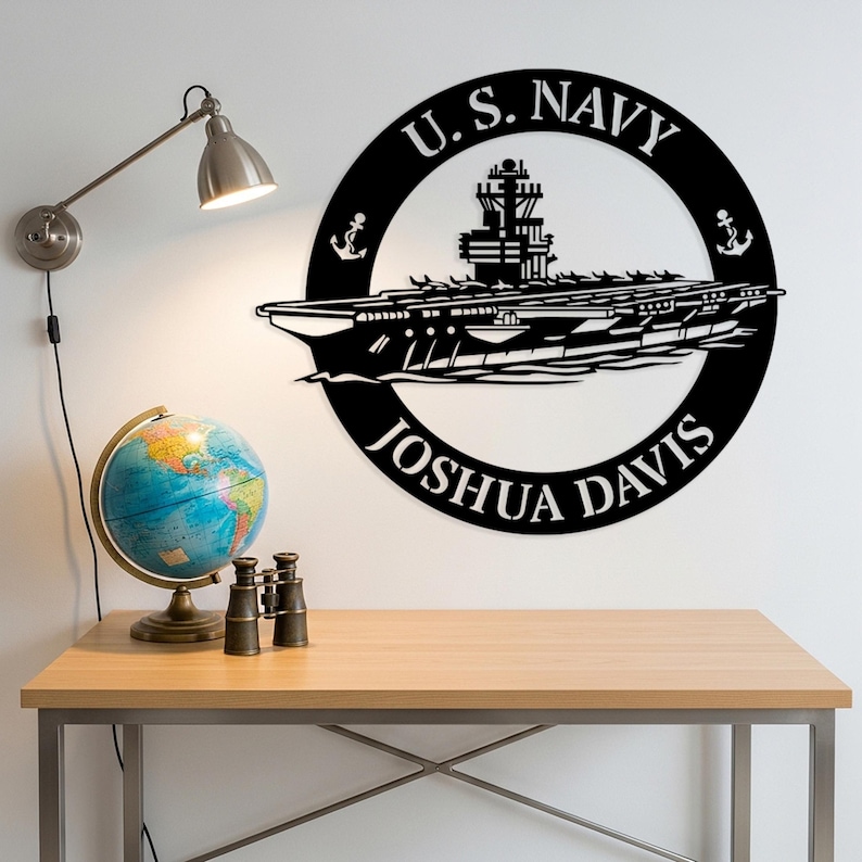 Custom U.S. Navy Metal Sign, Personalized Aircraft Carrier Wall Art ...