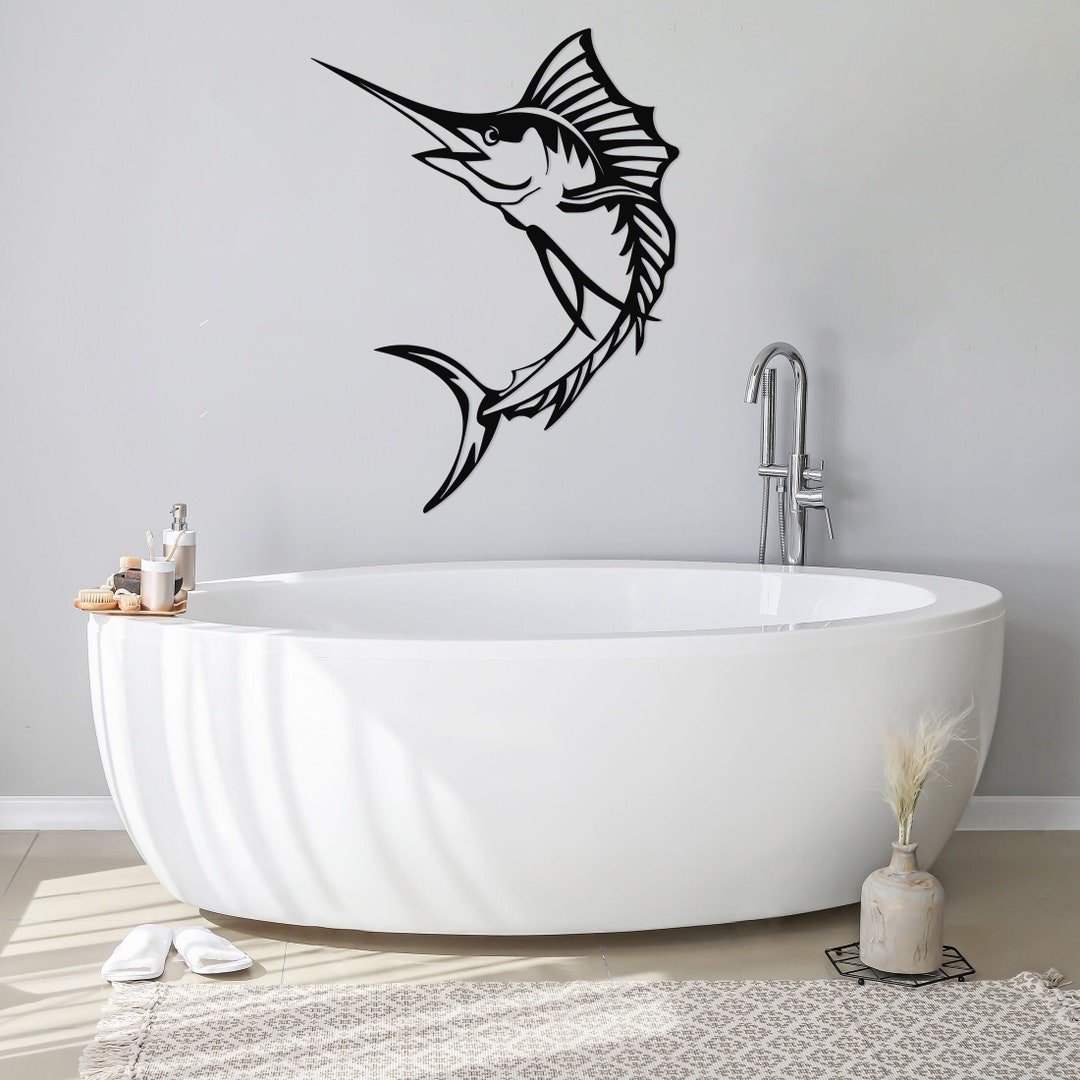 Metal Swordfish Wall Art, Fish Wall Decor, Beach Art for Wall, Ocean ...
