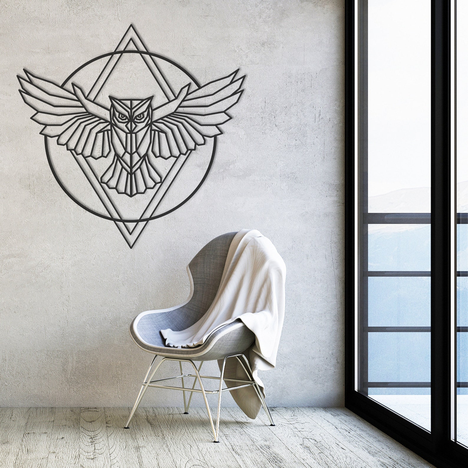 Owl Wall Art Metal Wall Decor Metal Wall Art Geometric Wall | Etsy