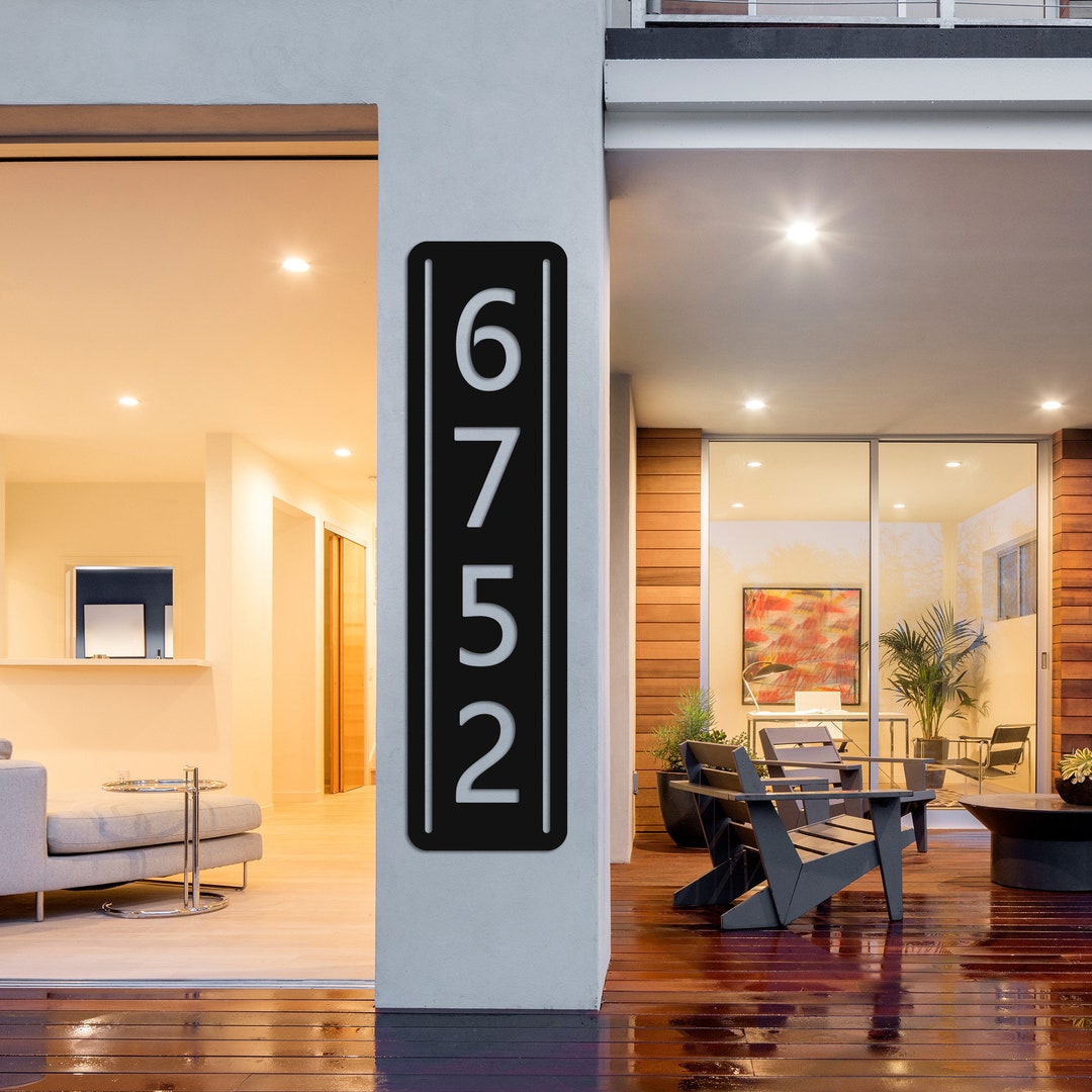 Metal House Number Sign Custom House Number Sign Vertical - Etsy