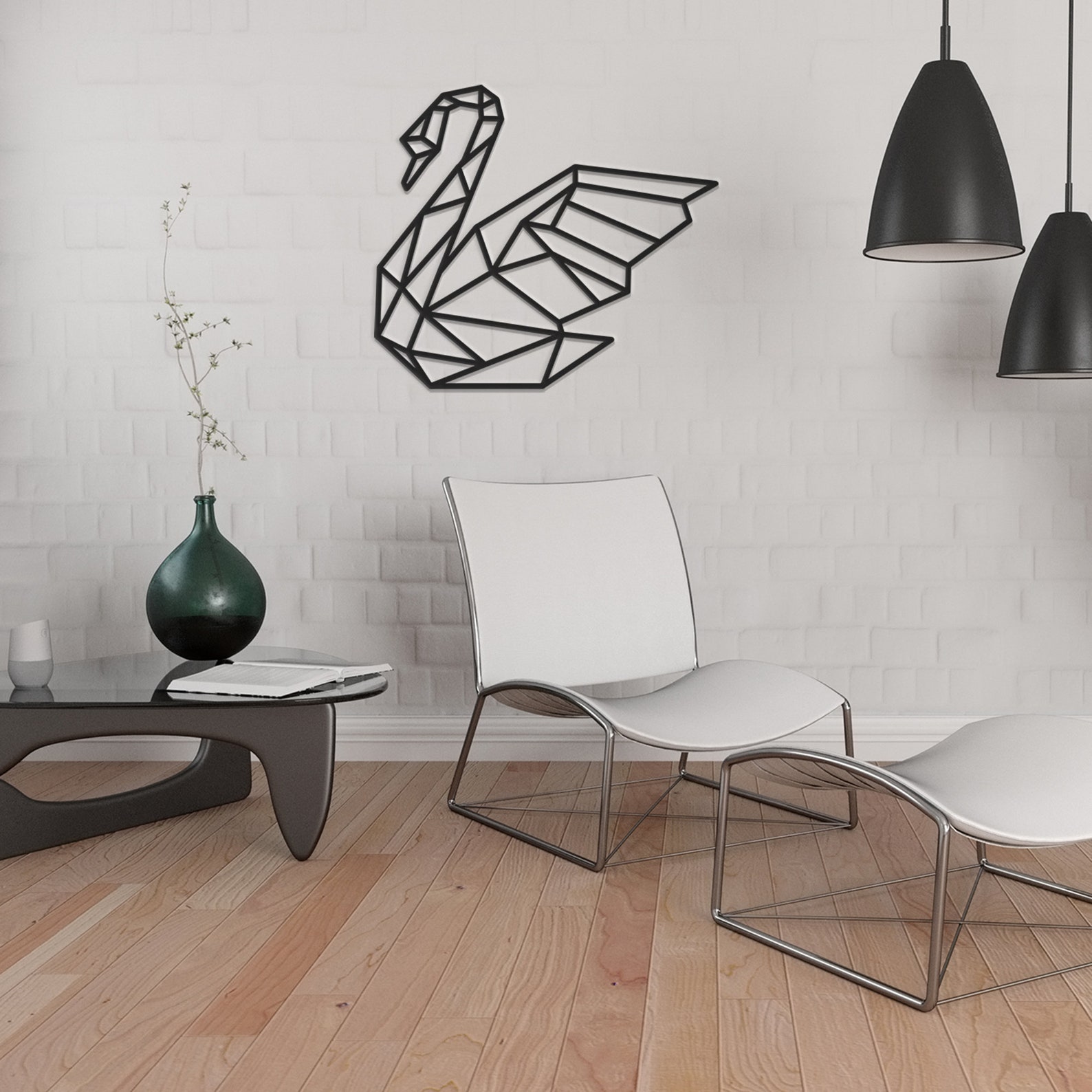 Geometric Swan Wall Art, Metal Wall Decor, Metal Wall Art, Rustic Home ...