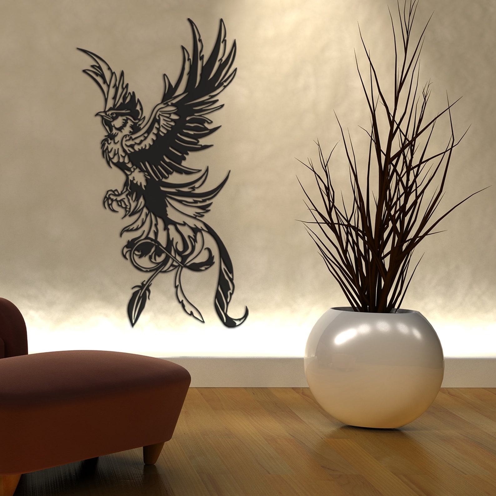 Phoenix Wall Decormetal Wall Artmetal Wall Decormetal Wall | Etsy