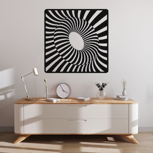 Optical Illusion Wall Art, Contemporary Wall Decor, Large Modern Metal ...