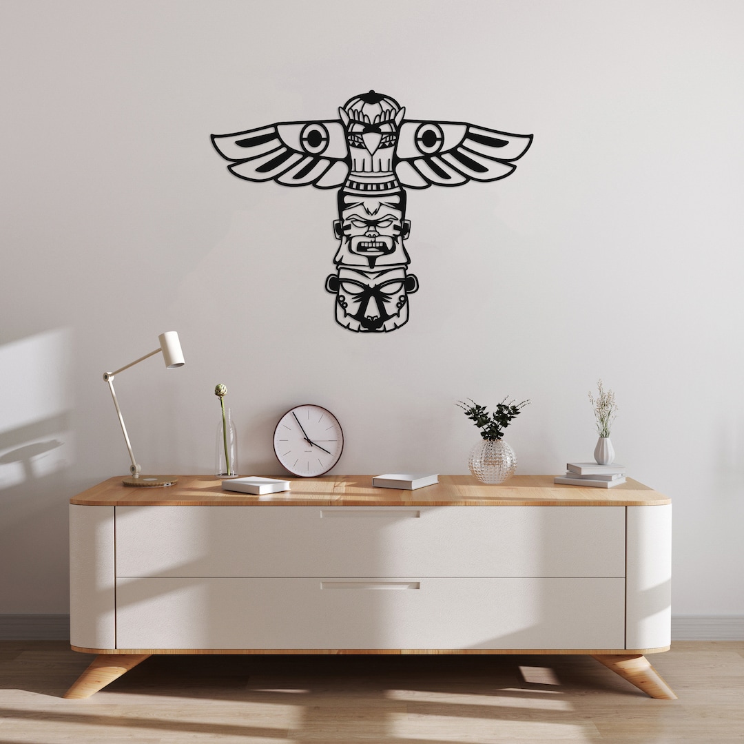 Metal Totem Pole Wall Art, Metal Totem Wall Sculpture, Rustic Totem ...
