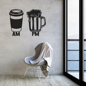 Am Pm Sign Wall Art, Metal Wall Decor, Metal Wall Art, Coffee & Beer ...