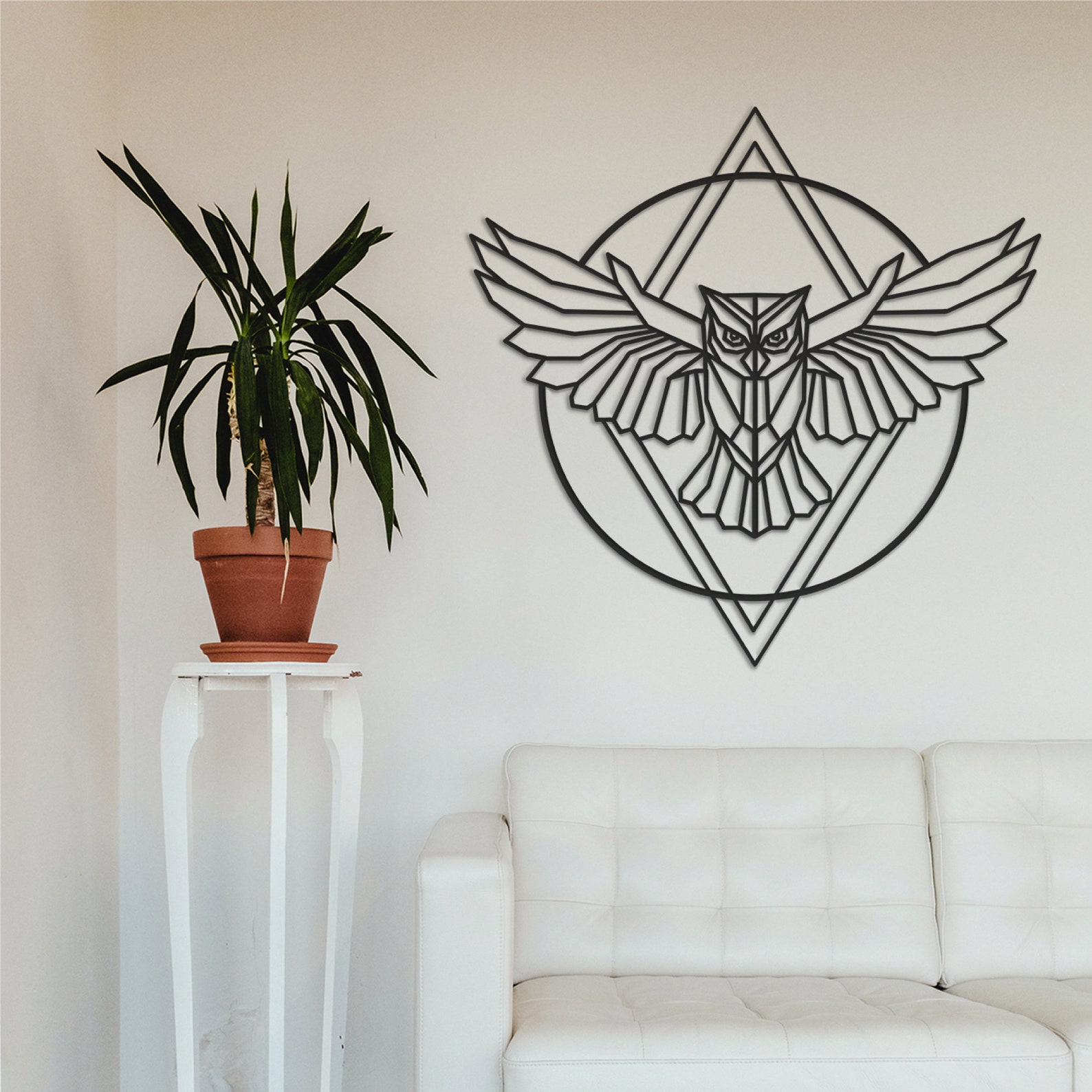 Owl Wall Art Metal Wall Decor Metal Wall Art Geometric Wall | Etsy