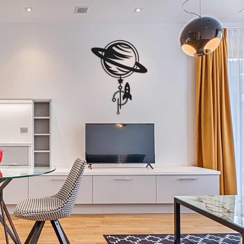 Saturn Wall Art Metal Wall Decor Metal Wall Art Rocket Wall | Etsy