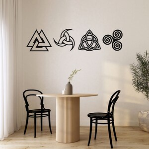 Viking Symbols Set Metal Wall Art, Modern Scandinavian Decor, Valknut ...