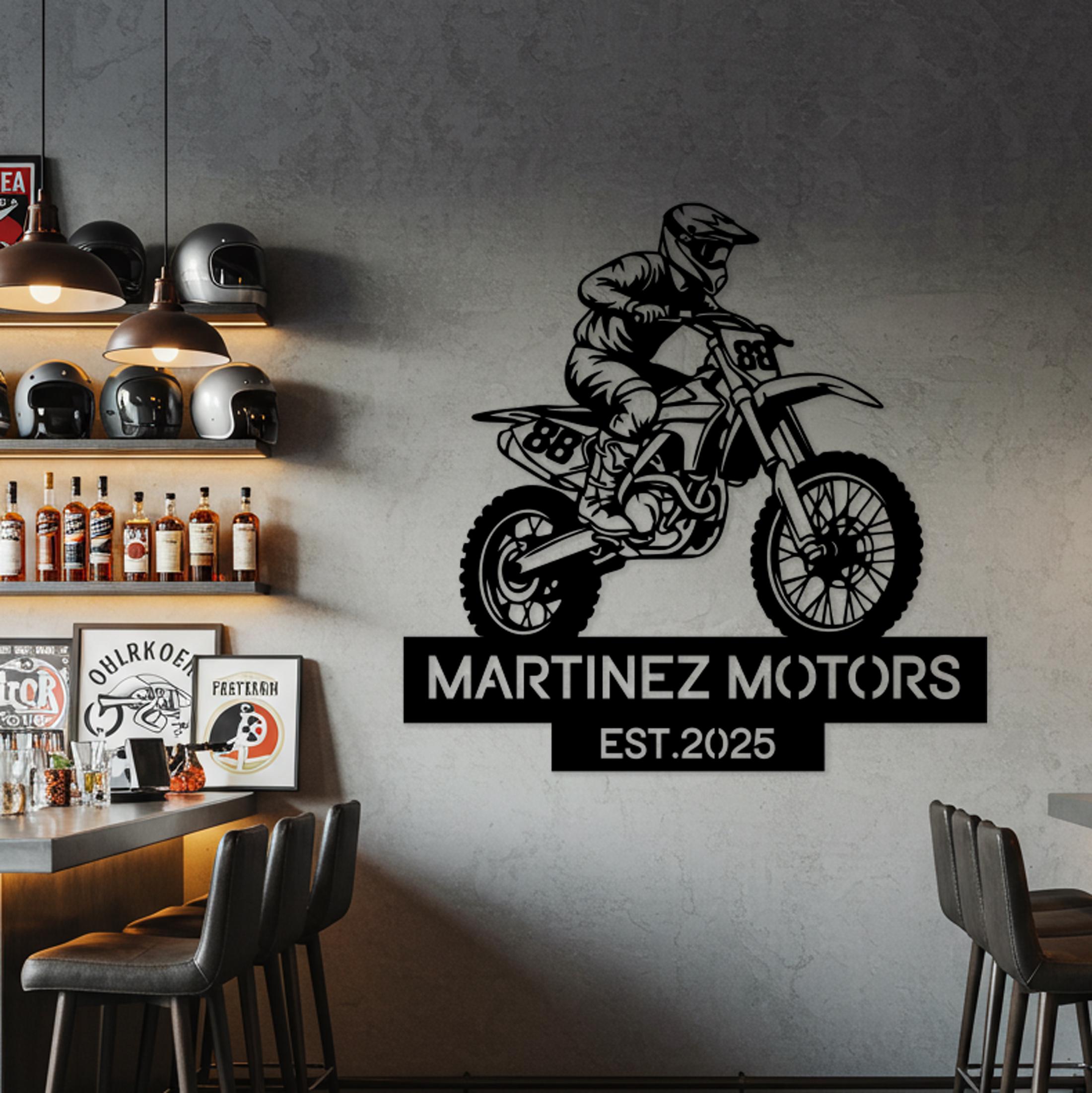 Custom Motocross Metal Sign, Dirt Bike Rider Wall Art, Personalized Off ...