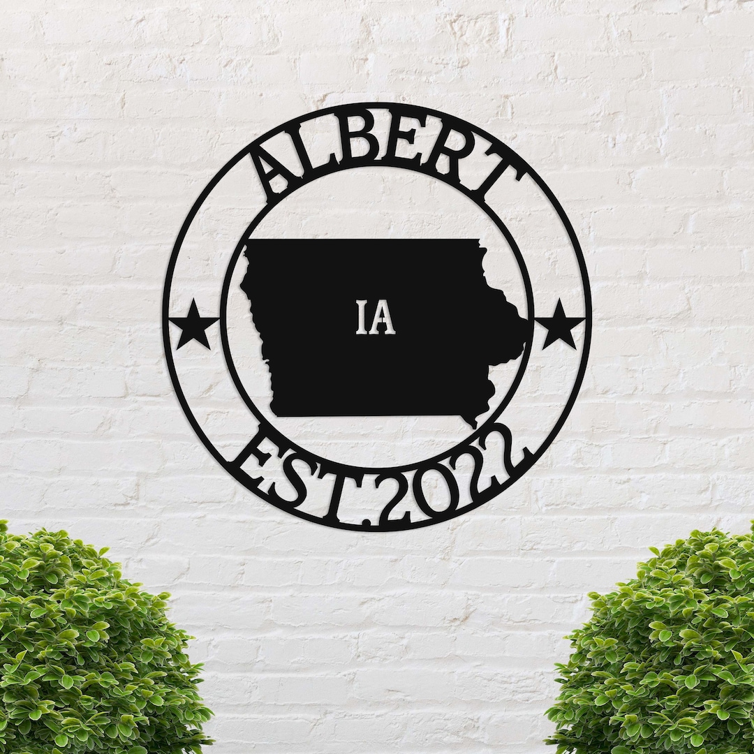 Iowa Custom Metal Sign, Ia State Sign, Iowa Welcome Sign, Metal Name ...