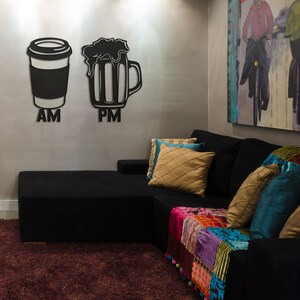 Am Pm Sign Wall Art, Metal Wall Decor, Metal Wall Art, Coffee & Beer ...