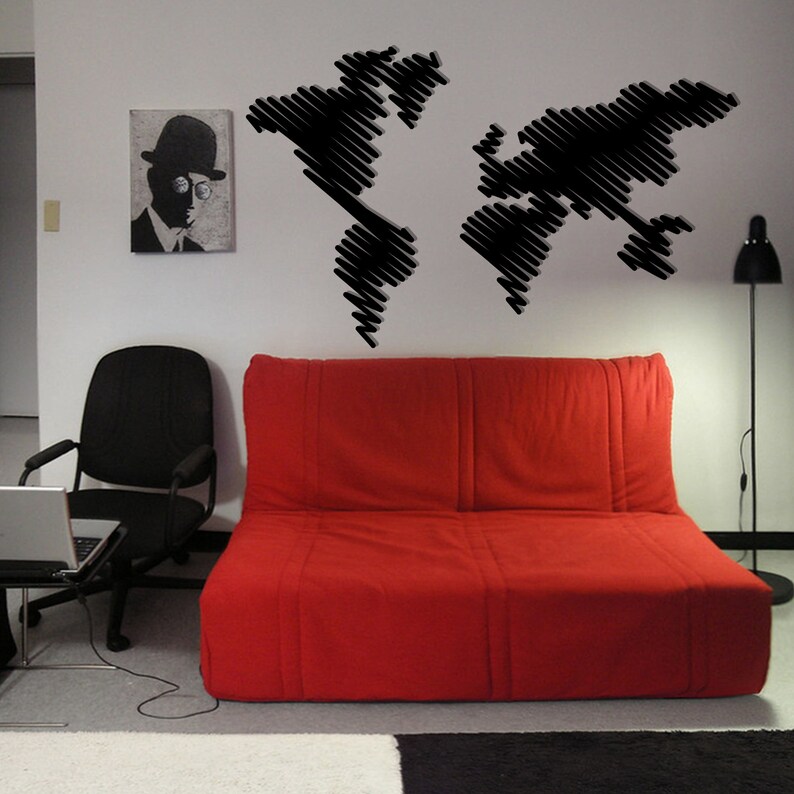 Scribble Metal World Map Wall Art Metal Wall Decor Metal | Etsy