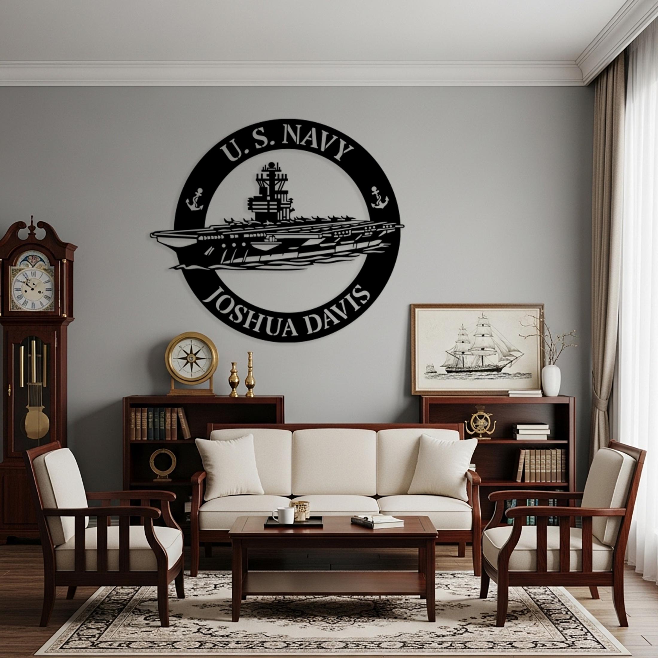 Custom U.S. Navy Metal Sign, Personalized Aircraft Carrier Wall Art ...