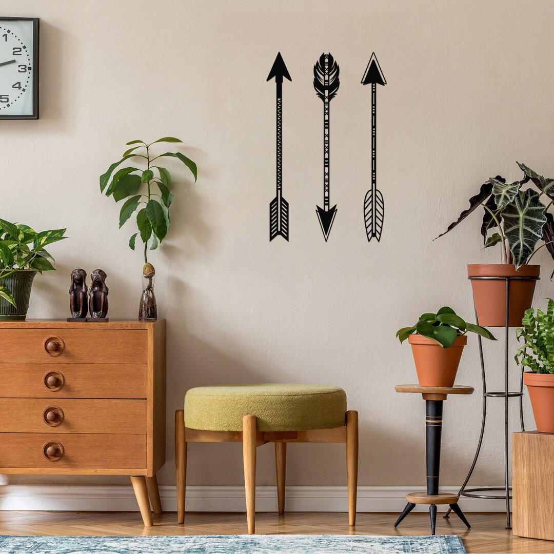 Metal Arrow Wall Decor, Decorative Wall Arrows, Mid Century Wall Decor ...