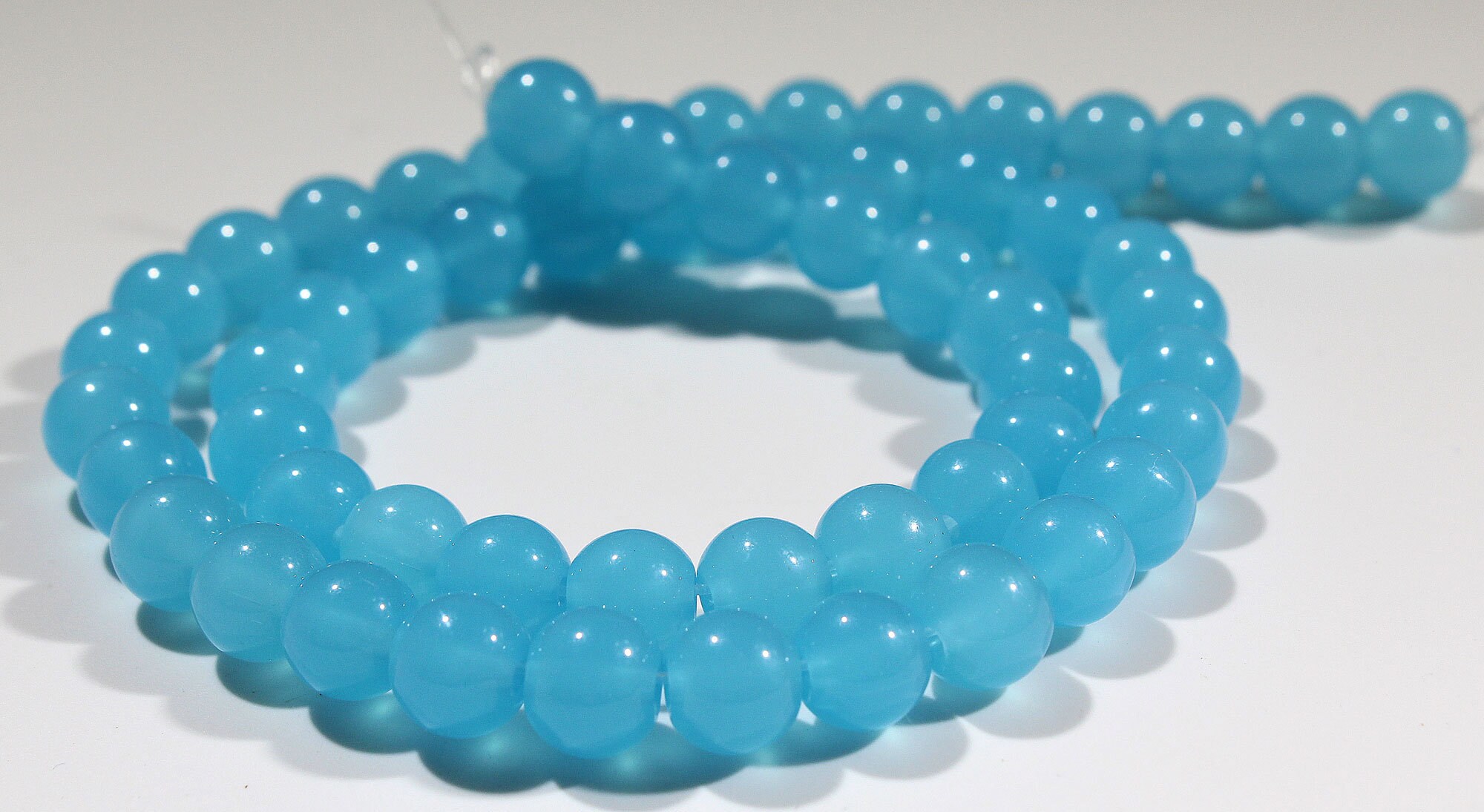 Turquoise Blue candy Jade Glass Beads 8mm Rounds - Etsy