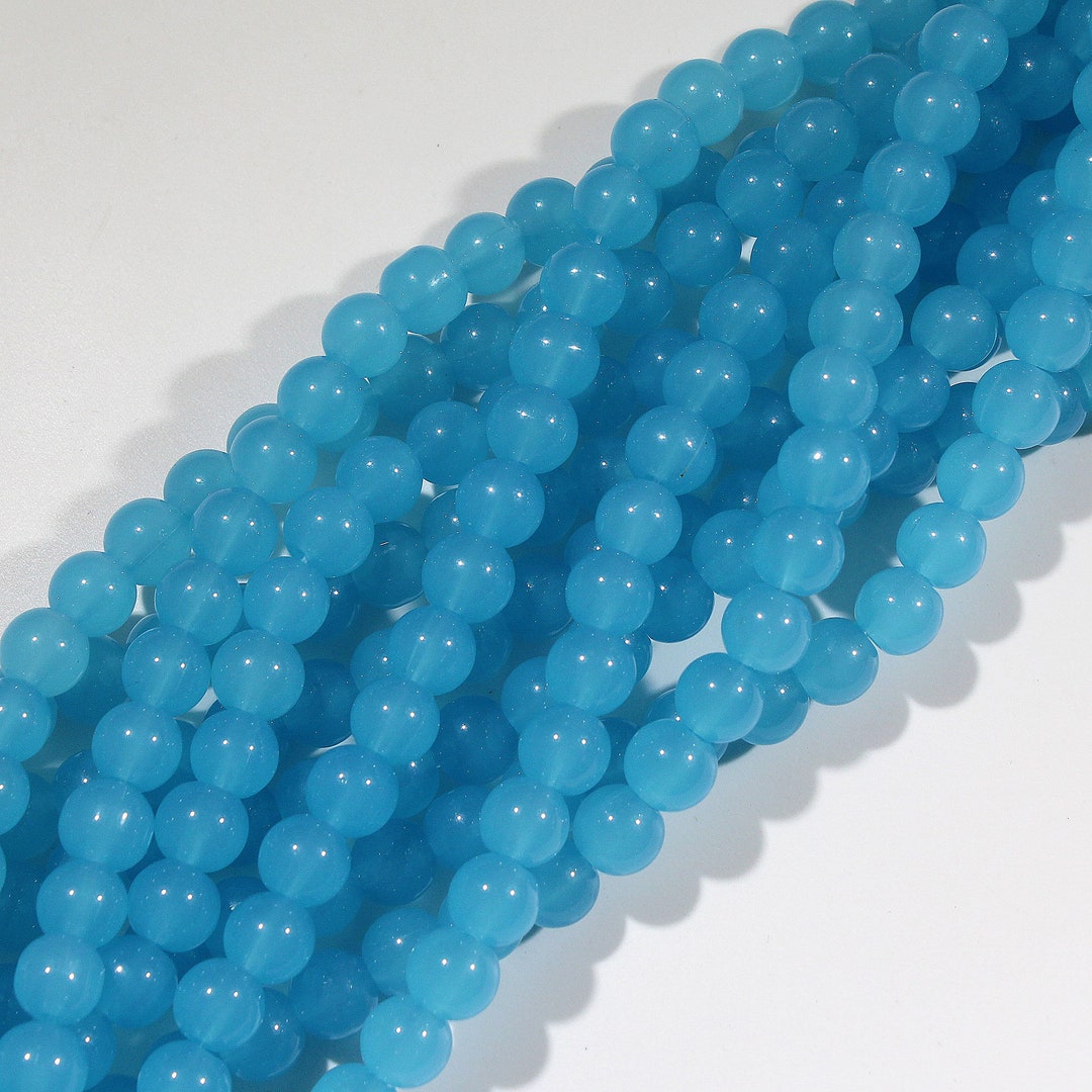 Turquoise Blue candy Jade Glass Beads 8mm Rounds - Etsy