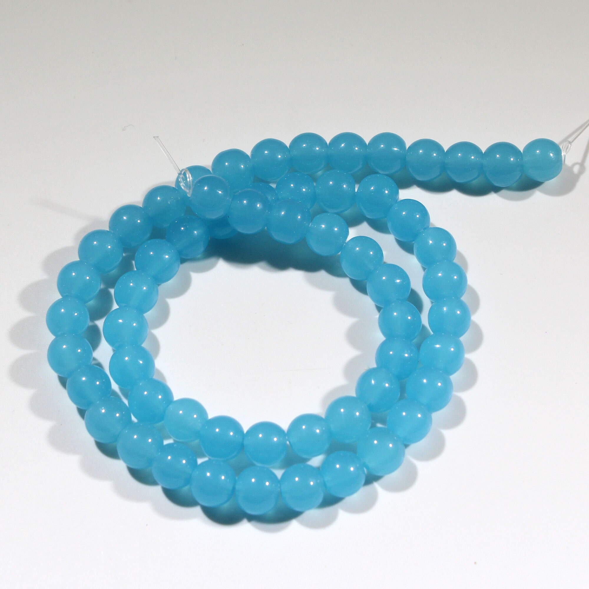 Turquoise Blue candy Jade Glass Beads 8mm Rounds - Etsy